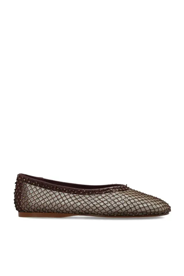 FORTE_FORTE Studded Net Ballet Flats - Chocolate-colored