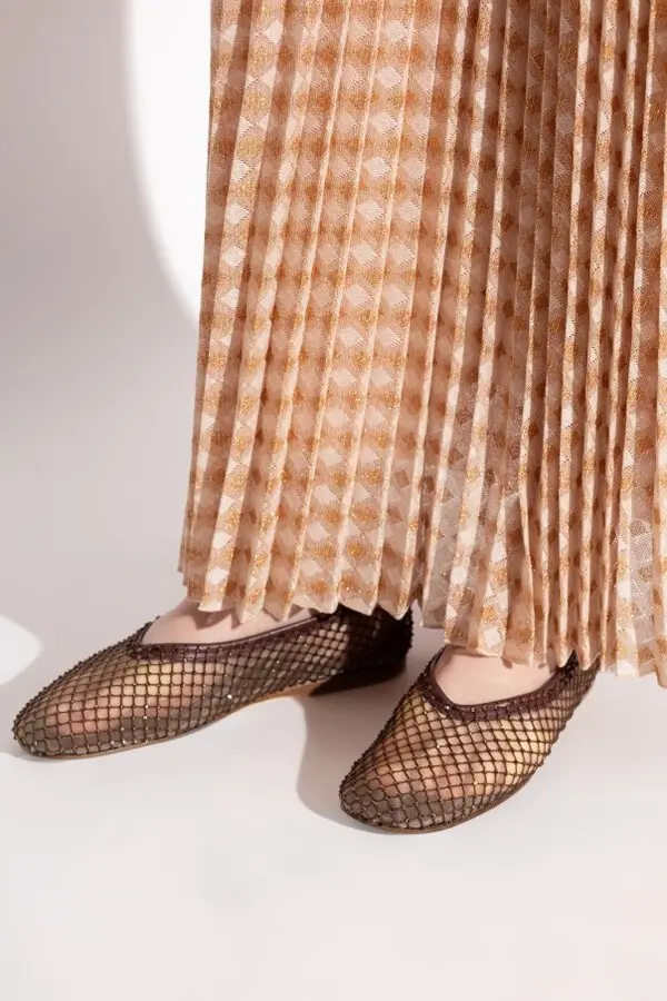 FORTE_FORTE Studded Net Ballet Flats - Chocolate-colored