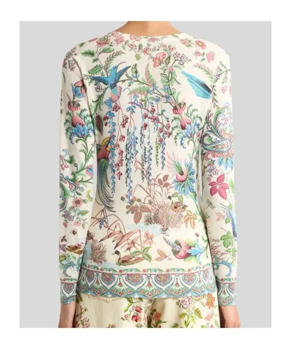 Etro Silk And Cashmere Sweater With Flora And Fauna Motif
