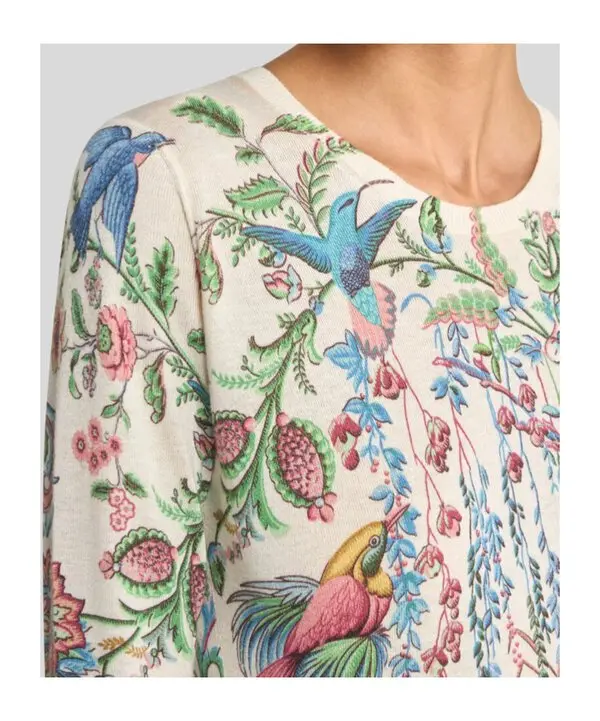 Etro Silk And Cashmere Sweater With Flora And Fauna Motif