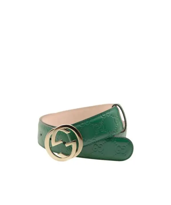 Gucci Embossed Gg Pattern Leather Belt - Green