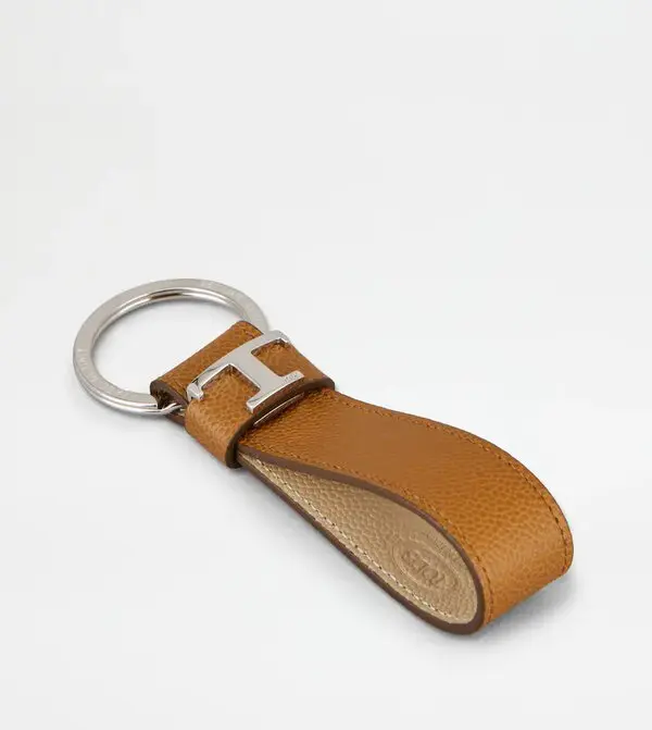 TOD'S Textured Leather Keyring - Brown