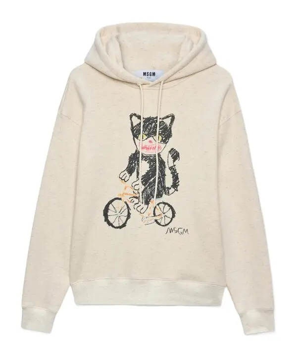 MSGM Graphic Print Hoodie - Nude