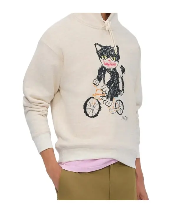 MSGM Graphic Print Hoodie - Nude