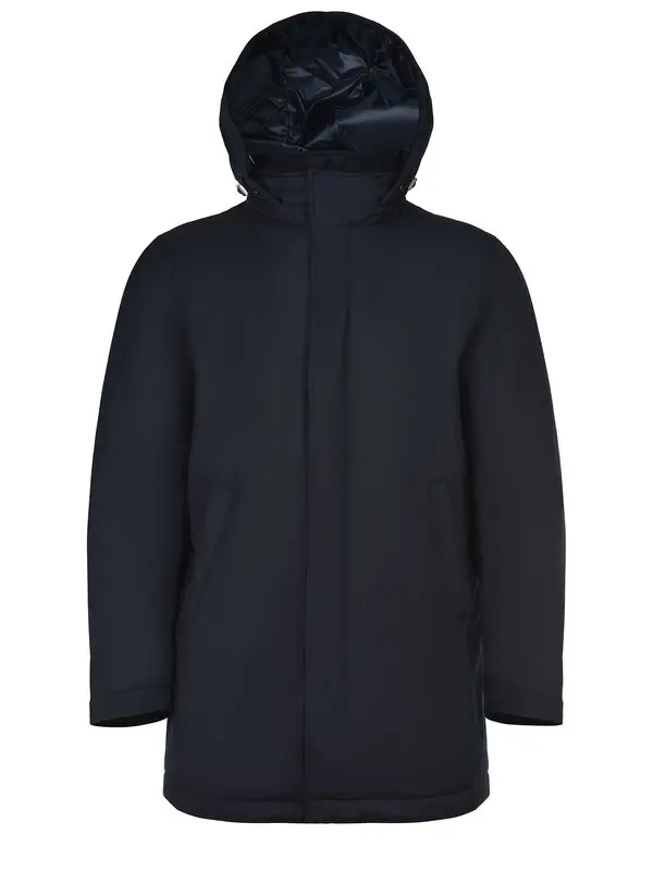 Herno Hooded Down Jacket With Snap And Zipper Closure