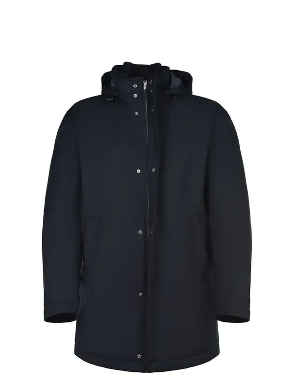 Herno Hooded Down Jacket With Snap And Zipper Closure
