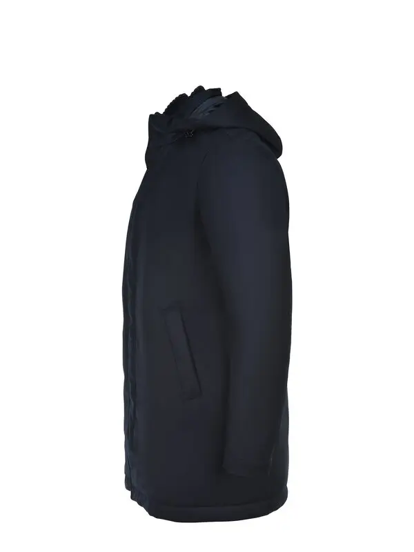 Herno Hooded Down Jacket With Snap And Zipper Closure