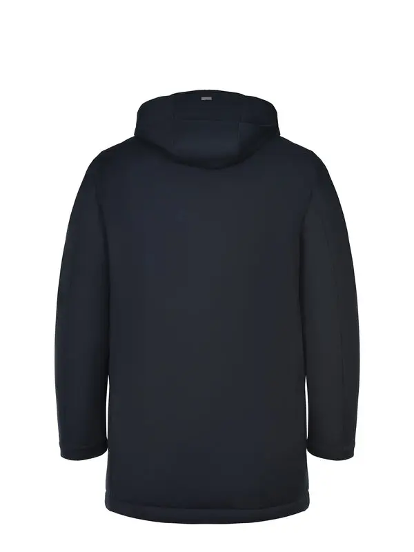 Herno Hooded Down Jacket With Snap And Zipper Closure