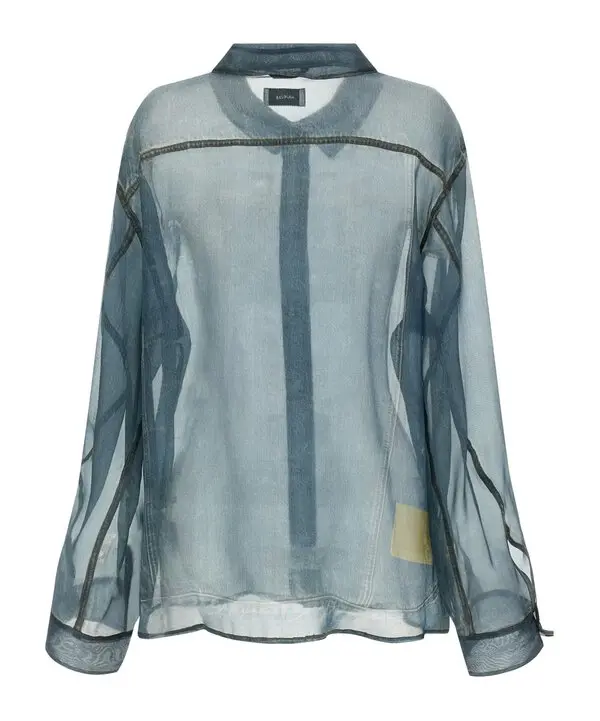 HAIKURE Maya Sheer Trompe L'oeil Print Top - Gray