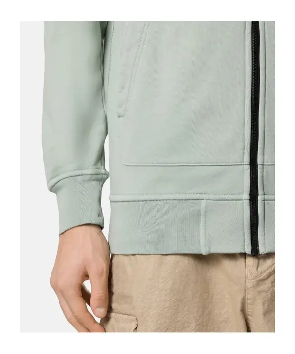 Stone Island Logo Patch Zip-up Hoodie - Sage