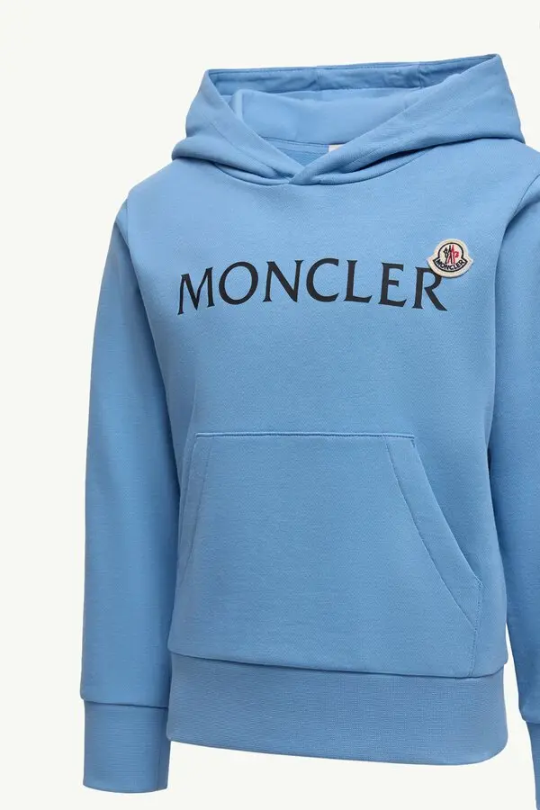Moncler Logo Printed Hoodie - Light Blue