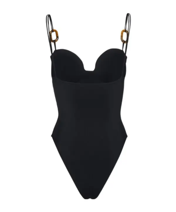 Magda Butrym Retro Bustier One-piece Swimsuit With Ring Detail - Black