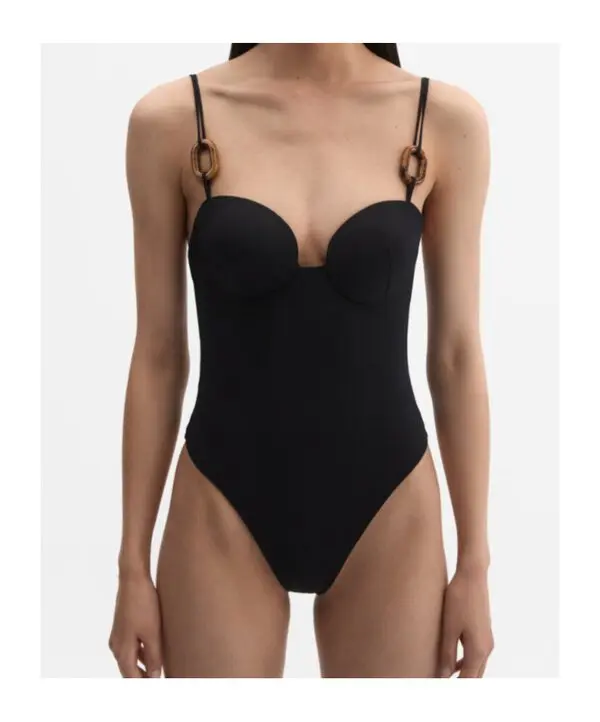 Magda Butrym Retro Bustier One-piece Swimsuit With Ring Detail - Black