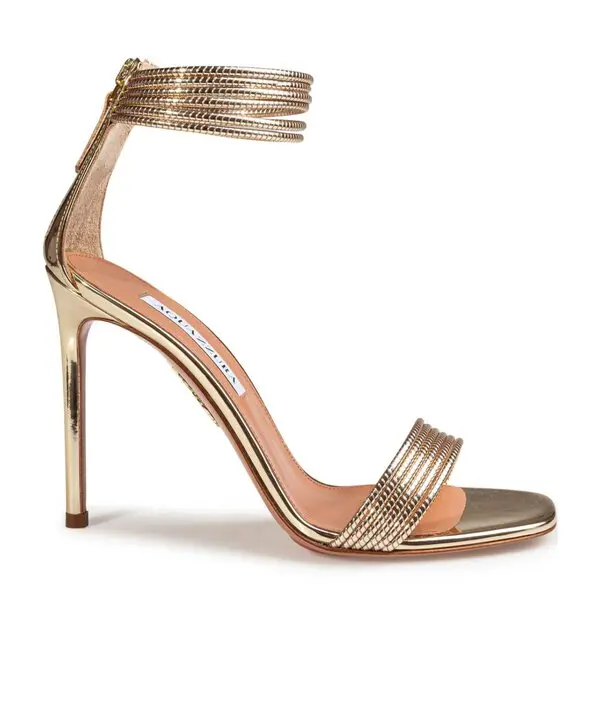 AQUAZZURA Mirrored Leather Stiletto Sandals