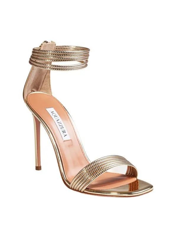 AQUAZZURA Mirrored Leather Stiletto Sandals