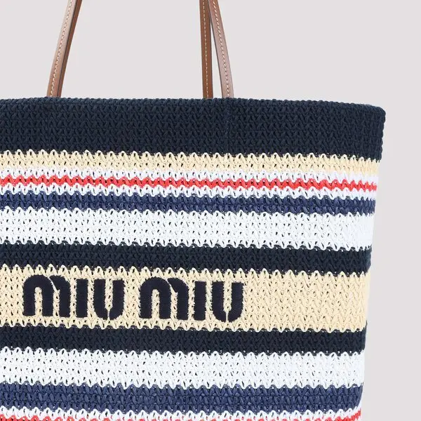 Miu Miu Raffia-effect Woven Tote Bag - Multicolor