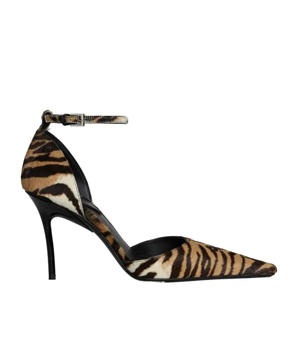 Alaïa Ankle Strap Stiletto Heels With Tiger Print - Black
