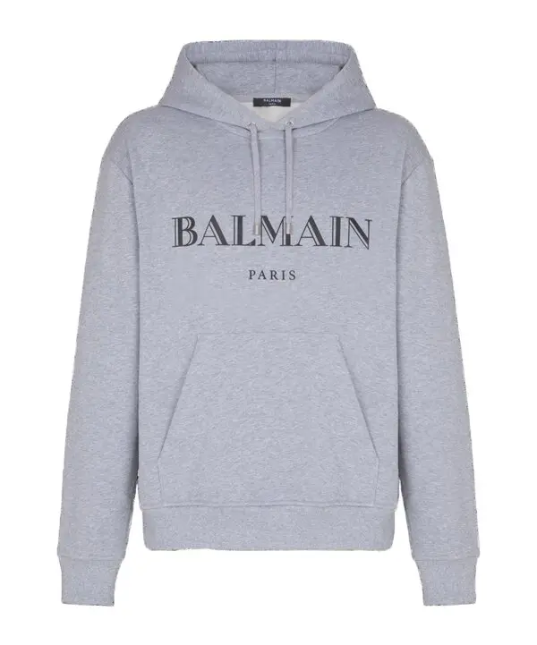 Balmain Printed Hoodie - Gray