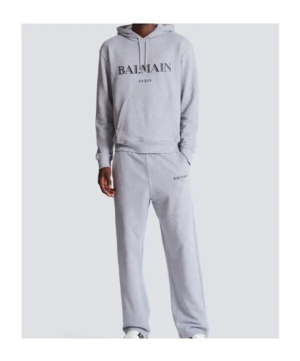 Balmain Printed Hoodie - Gray