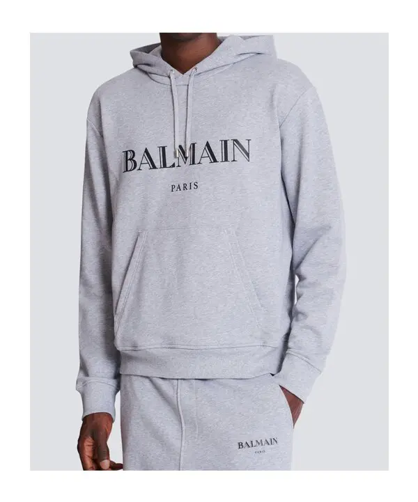 Balmain Printed Hoodie - Gray