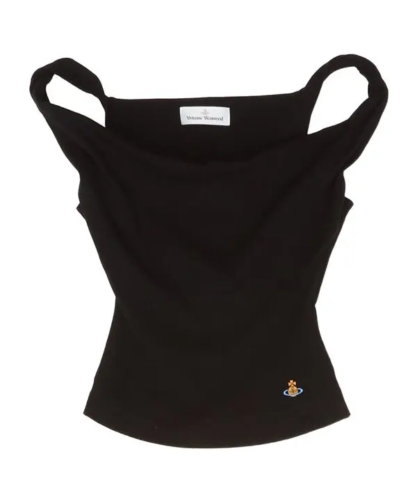 VIVIENNE WESTWOOD Orb Embroidered Knitted Top - Black