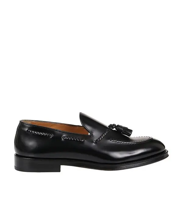 DOUCAL'S Leather Tassel Loafers - Black