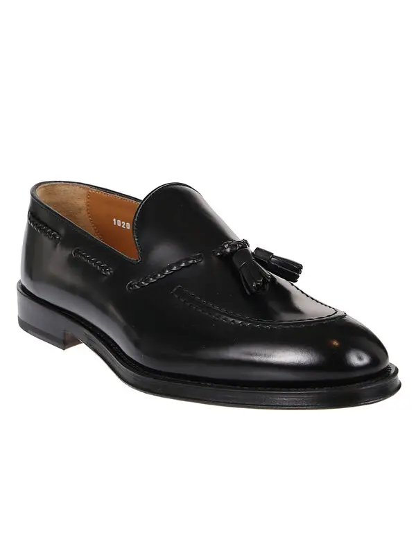 DOUCAL'S Leather Tassel Loafers - Black