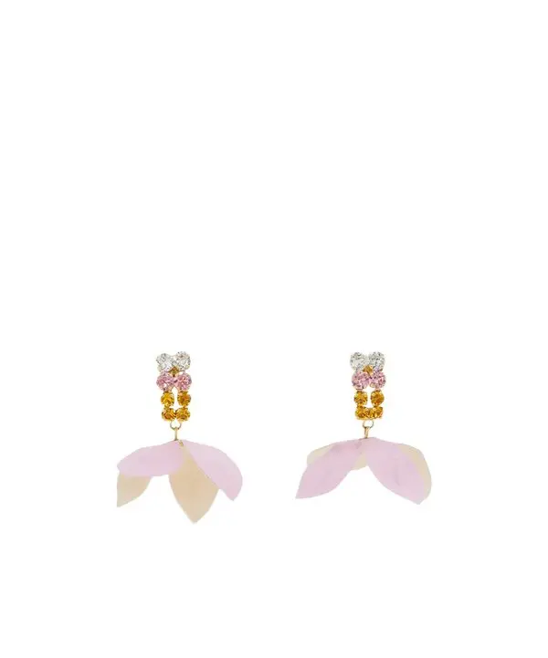 Marni Crystal Flower Drop Earrings - Purple