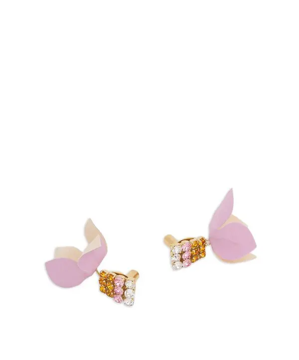 Marni Crystal Flower Drop Earrings - Purple