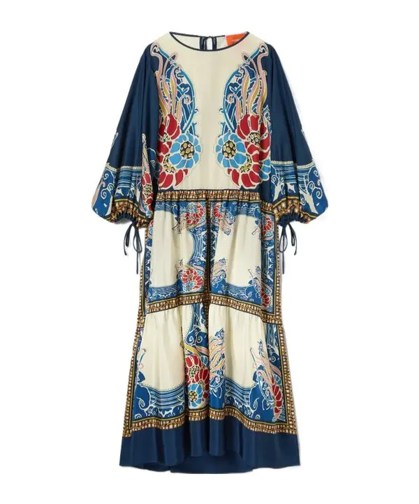 La DoubleJ Printed Silk Maxi Dress - Blue