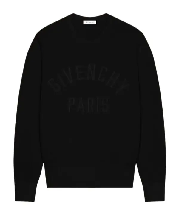 Givenchy Logo Embossed Ribbed Hem Sweater - Black
