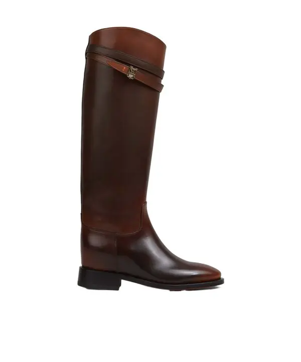 Santoni Round Toe Hermione Boots - Brown