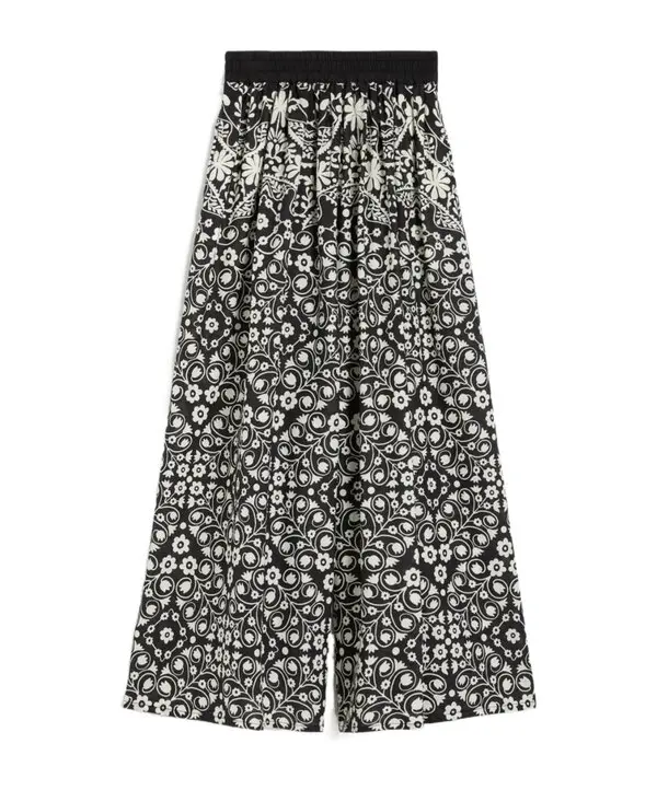 Max Mara Palanca Floral-print Palazzo Pants - Black