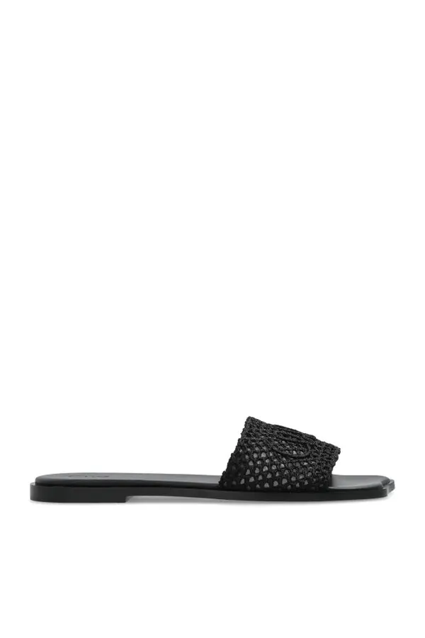 Chloé Flower Crocheted Slides - Black