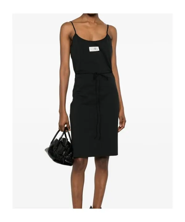 MAISON MARGIELA Spaghetti Strap Logo Patch Mini Dress