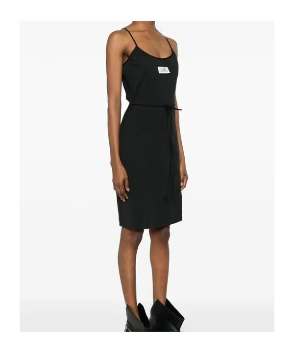 MAISON MARGIELA Spaghetti Strap Logo Patch Mini Dress