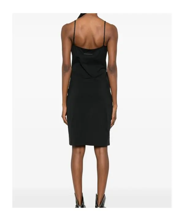 MAISON MARGIELA Spaghetti Strap Logo Patch Mini Dress