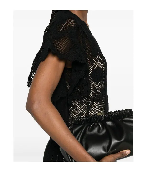 TWINSET Lace Mini Dress With Floral Appliqué And Scalloped Trim - Black