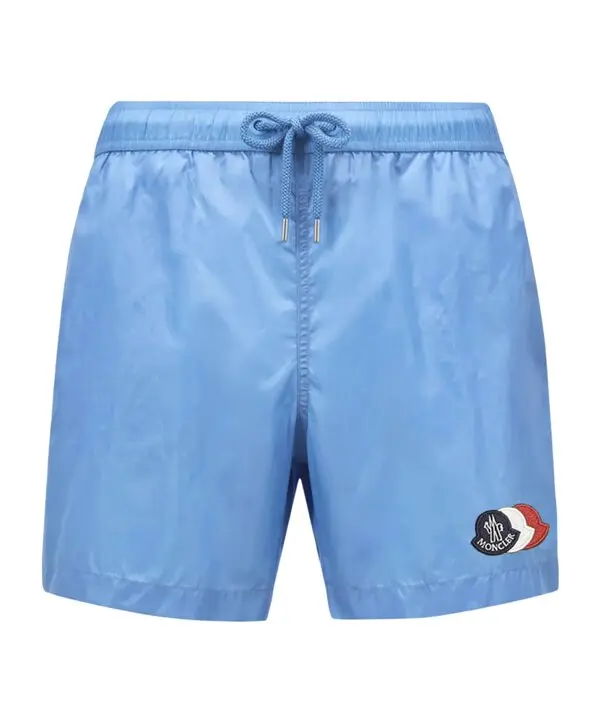 Moncler Logo Patch Drawstring Swimsuit - Blue