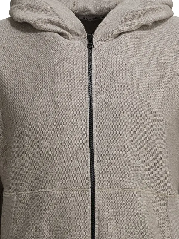 Stone Island Logo Patch Zip-up Hooded Jacket