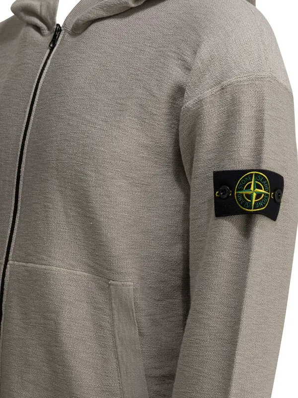 Stone Island Logo Patch Zip-up Hooded Jacket