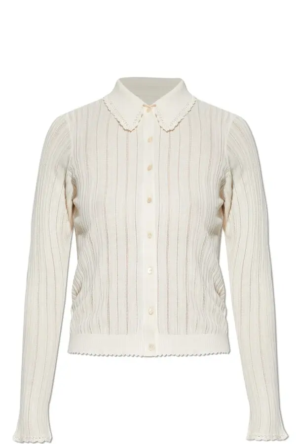 Ulla Johnson Lottie Openwork Knit Cardigan - Off White