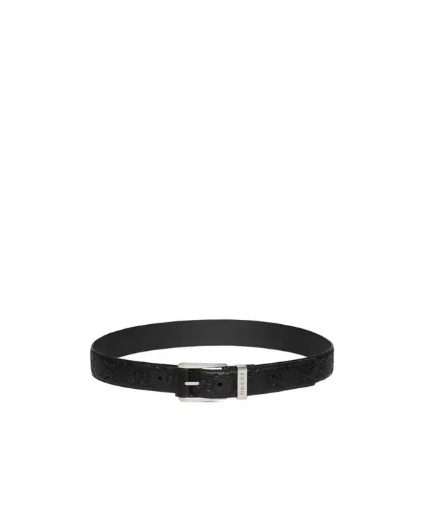 Gucci Embossed Gg Buckle Belt - Black