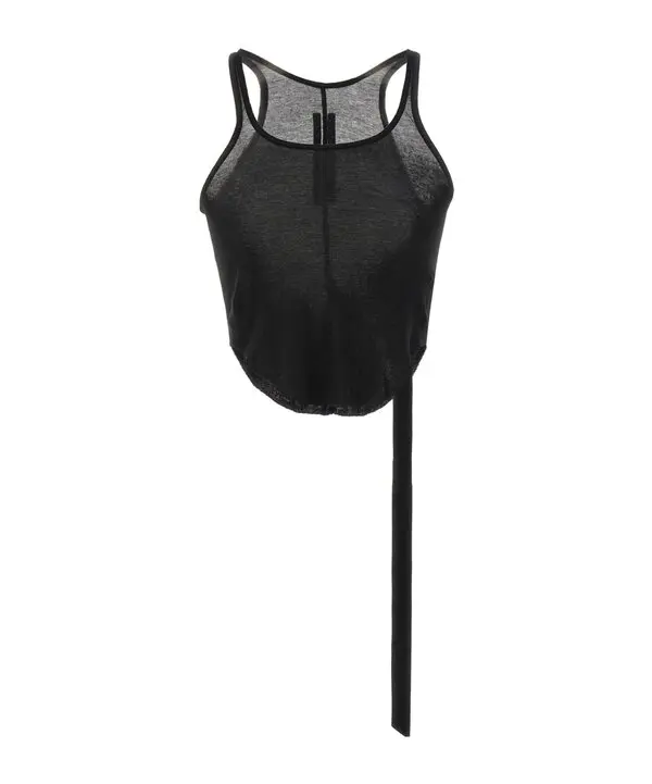 Rick Owens Crewneck Sleeveless Tank Top With Raw Edge Hem - Black