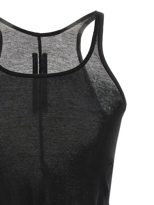 Rick Owens Crewneck Sleeveless Tank Top With Raw Edge Hem - Black