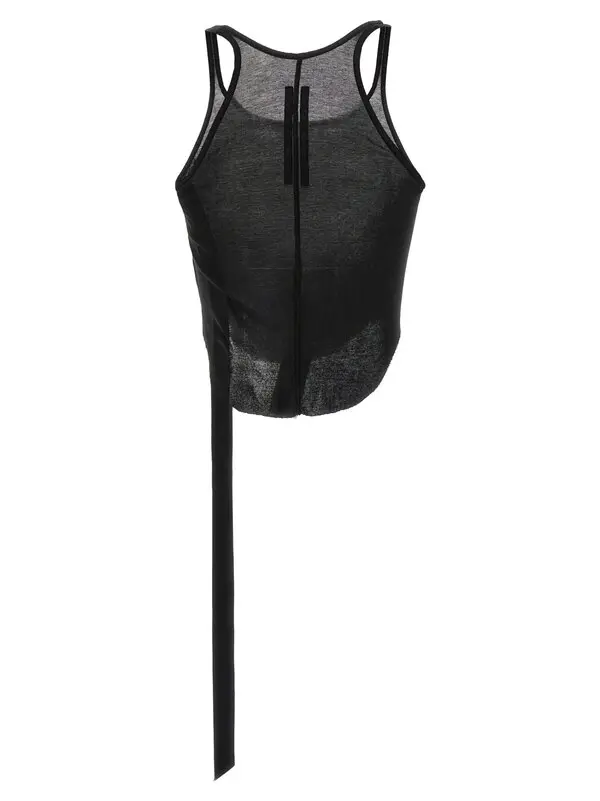 Rick Owens Crewneck Sleeveless Tank Top With Raw Edge Hem - Black