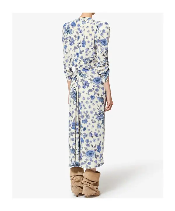 Isabel Marant Étoile Albini Floral Print Ruched V-neck Dress