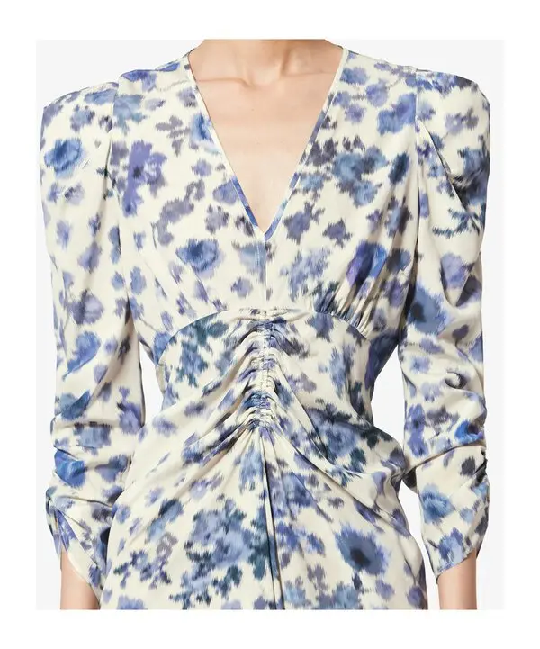 Isabel Marant Étoile Albini Floral Print Ruched V-neck Dress
