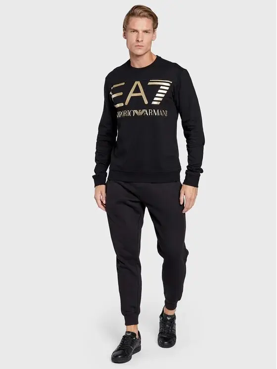 EA7 Logo Detail Crewneck Sweatshirt - Black