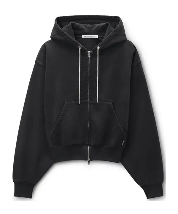 Alexander Wang Embellished Drawcord Zip-up Hoodie - Black